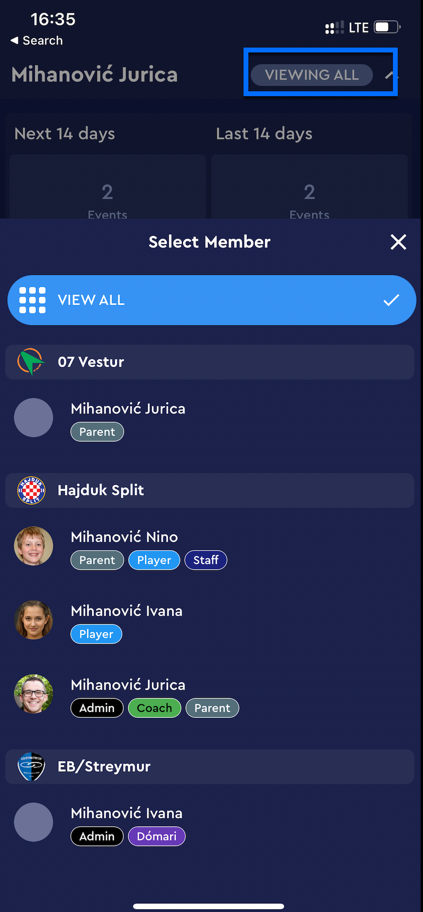 Switching of Workspace Profiles